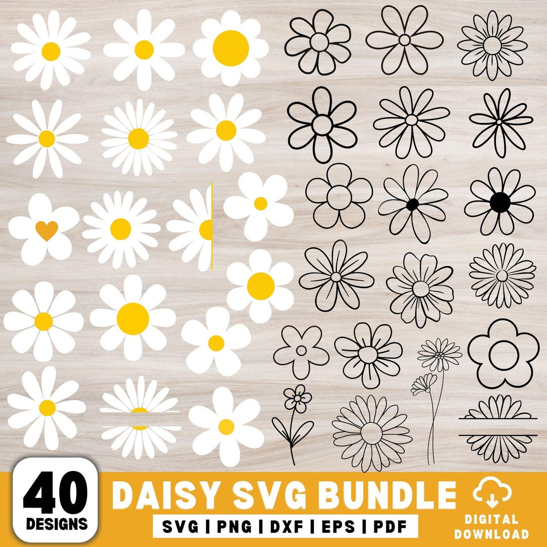 Daisy Svg Bundle, Daisy Flowers SVG, Daisy Flower Clipart, Flower Svg ...