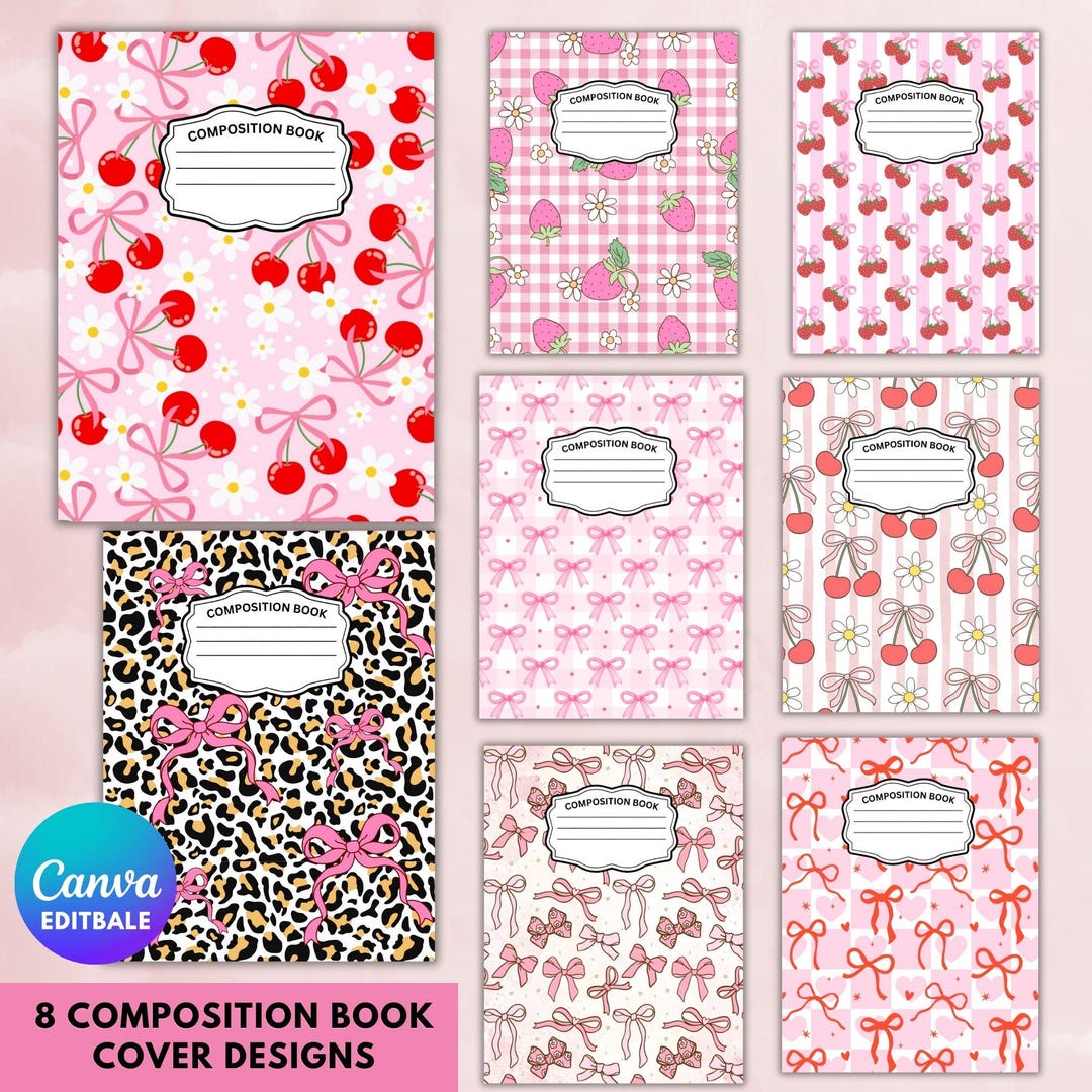 Composition Notebook Covers, Composition Book Cover Template, Canva ...
