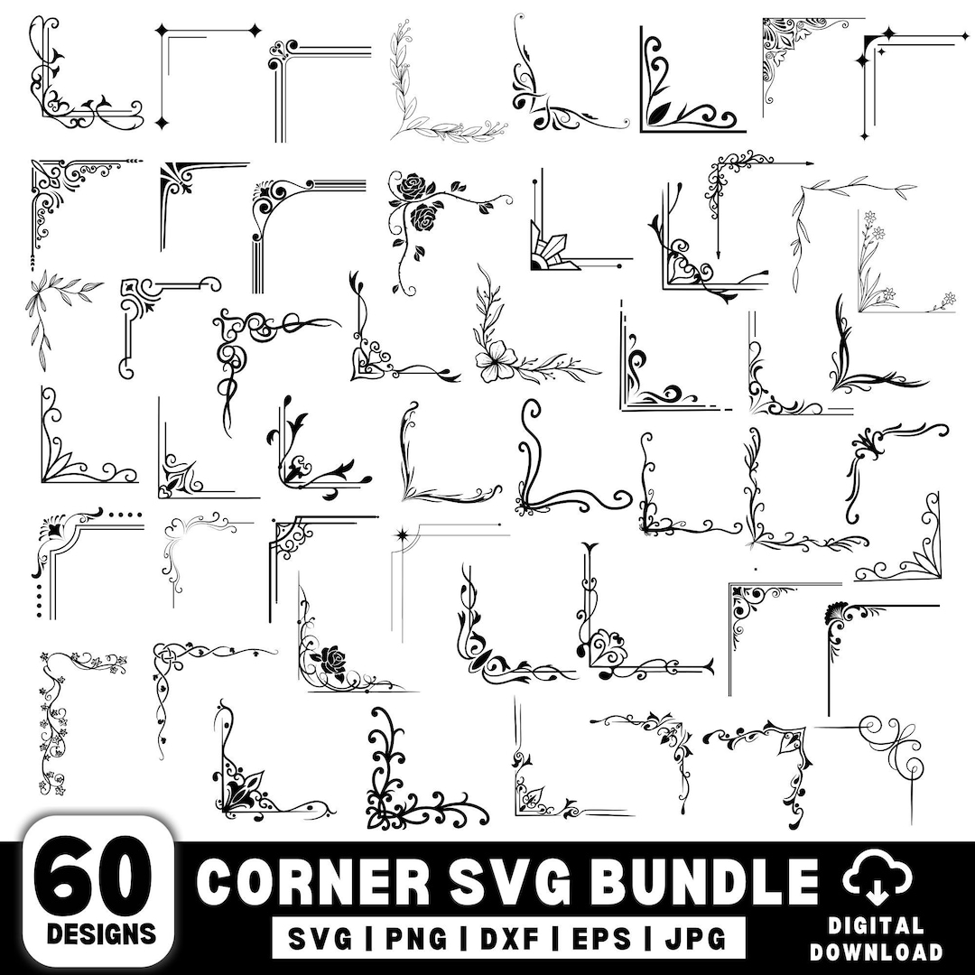 Corner Svg Bundle, Flower Corner Svg Bundle, Corner Border Svg ...