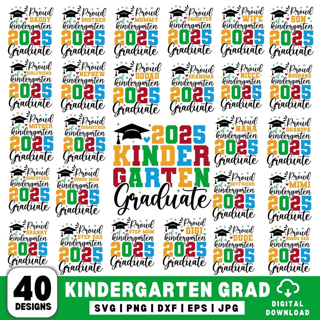 Proud Family of Kindergarten Graduate 2025 Svg, Proud Graduate Family ...