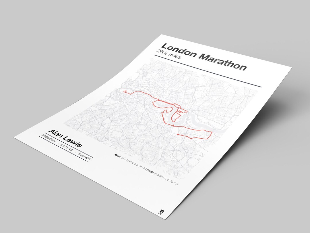 London Marathon Map Poster Artwork - Etsy