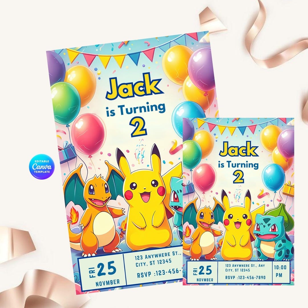 Pokémon Card Style Birthday Card | Instant Digital Download | Editable ...