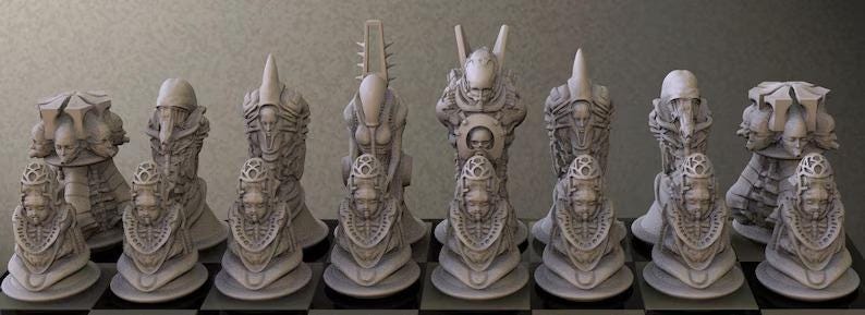 Biomechanic Chess Set Giger Tribute / Alien 7 Xenomorph / Sci Fi / 3d ...