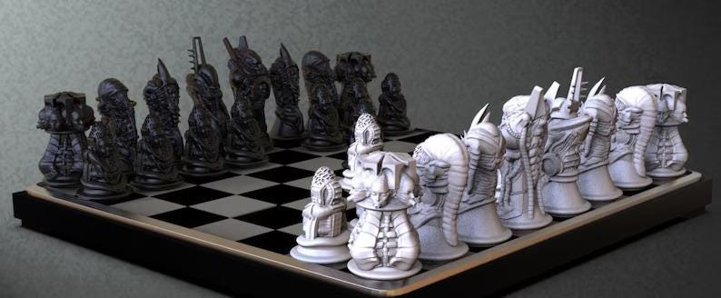 Biomechanic Chess Set Giger Tribute / Alien 7 Xenomorph / Sci Fi / 3d ...
