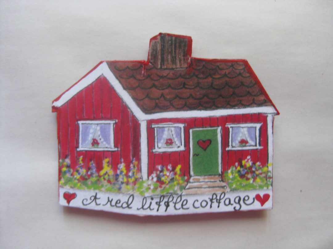 MAGNET, Handcrafted Paper Mache' With Text : A Red Little Cottage. - Etsy