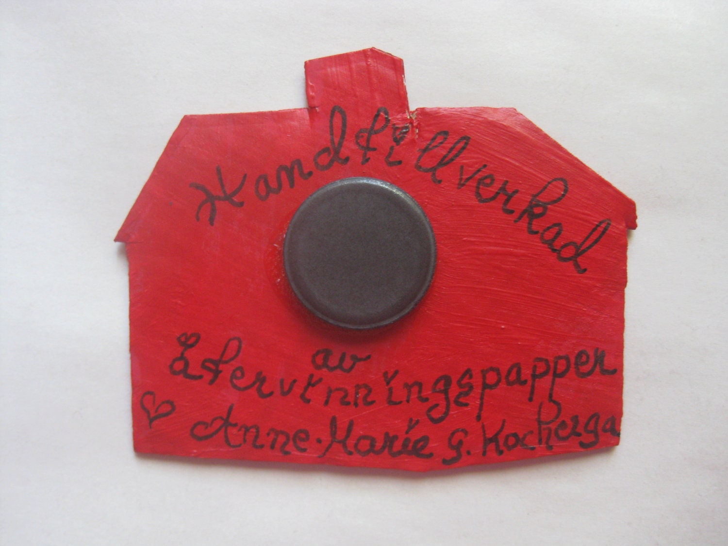 MAGNET Handcrafted Paper Mache' With Text : A Red Little | Etsy