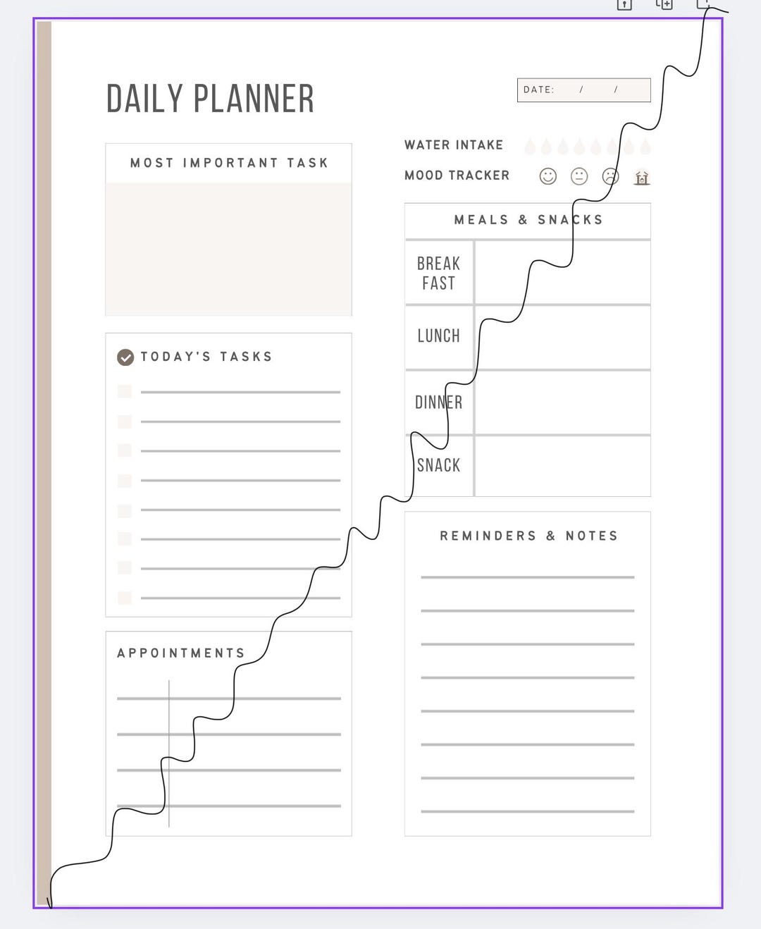 Daily Planner With Meal Tracker, Mood Tracker, Tasks, Appointments and ...