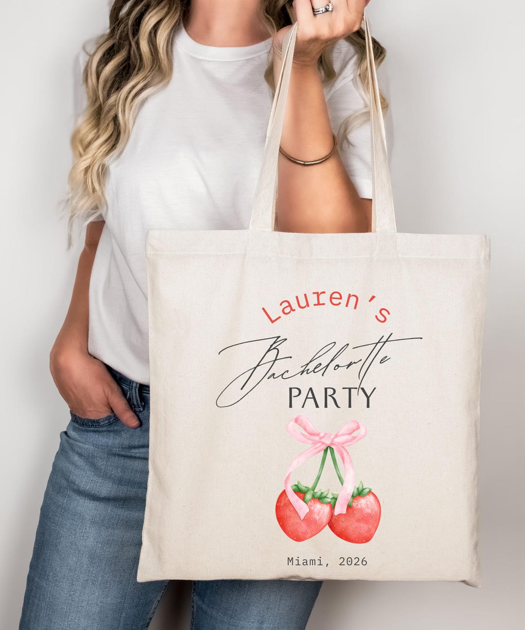 Personalized Bachelorette Tote Bag Last Splash Bachelorette Strawberry ...