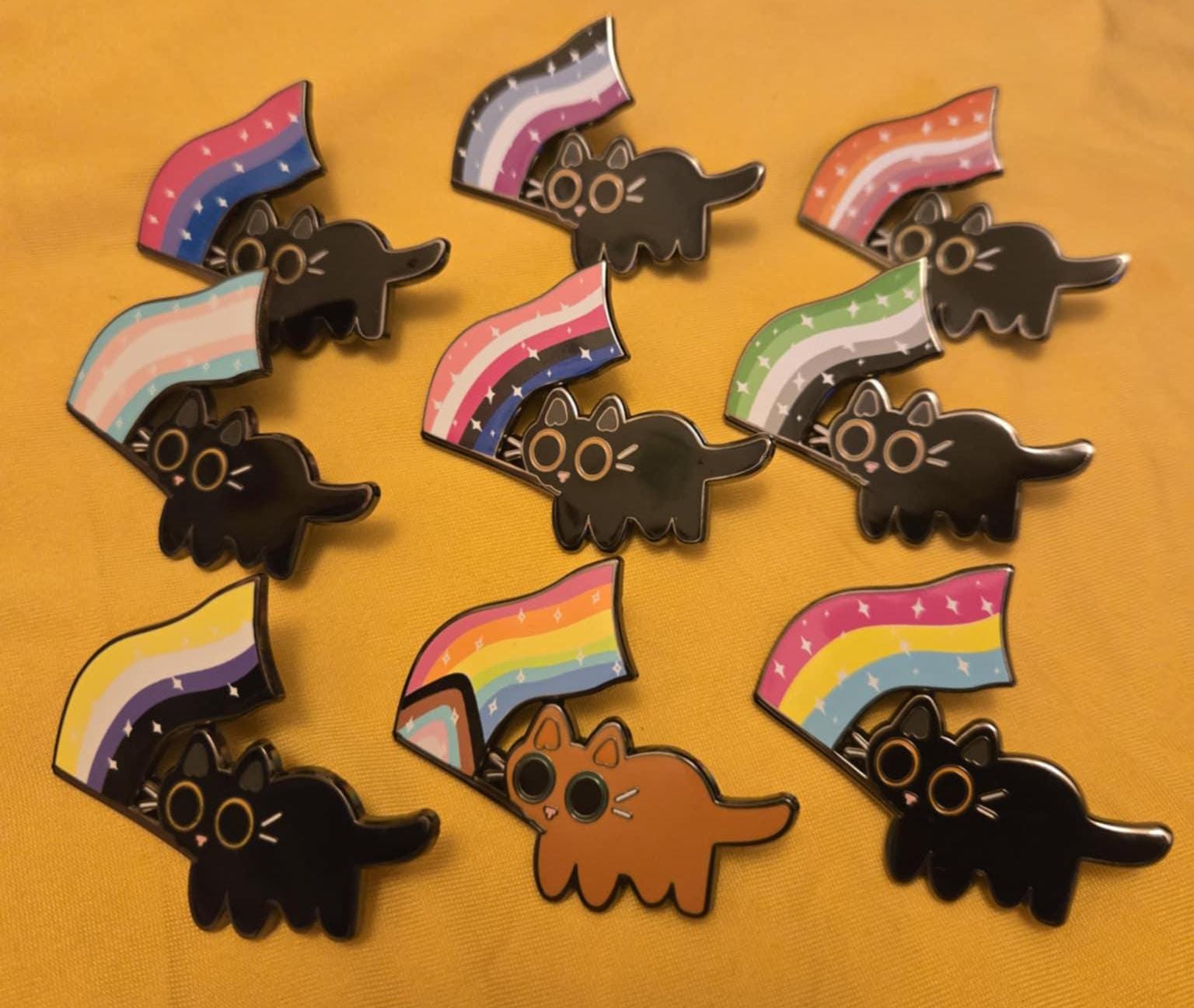 Lgbtqia Pride Flags, Pride Flags, Black Cats, Cat Enamel Pin, Cat Gift ...