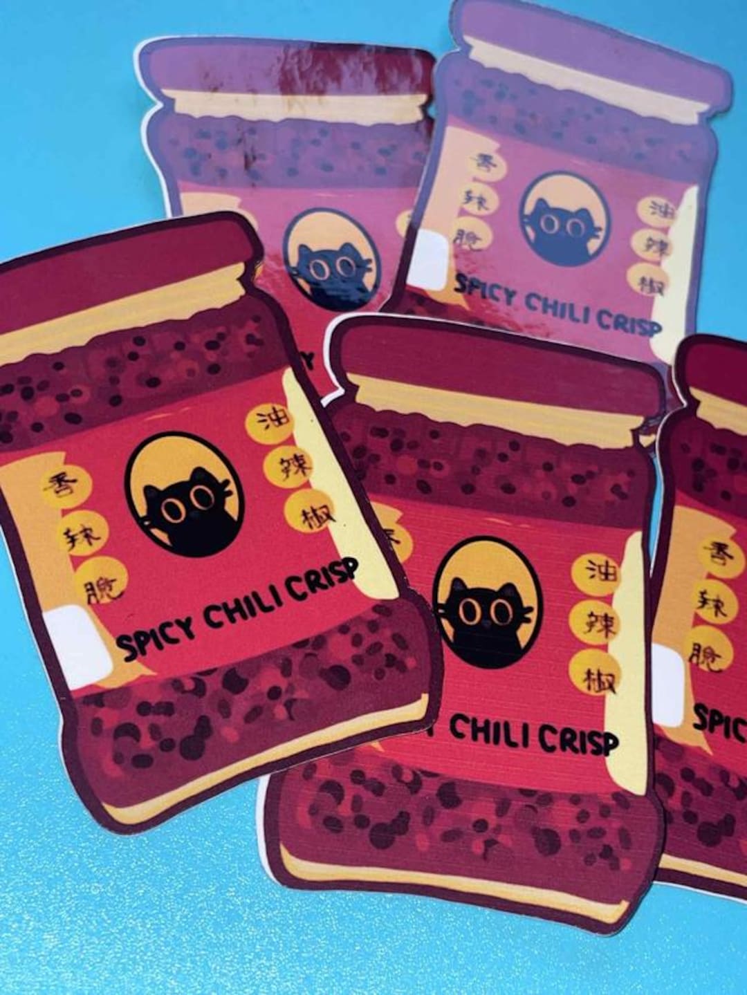 Chilli Crisp Vinyl Sticker Cat, Black Cat, Sticker, Vinyl Sticker ...