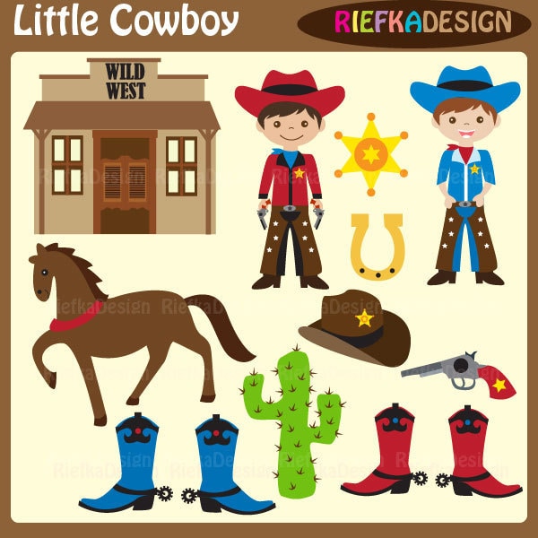 Little Cowboy Clipart Set - Etsy
