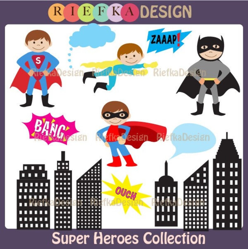 Super Heroes Clipart Set Boy Super Heroes Clipart | Etsy