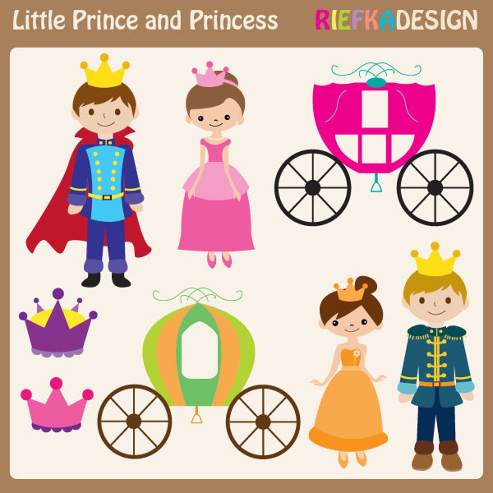 Little Prince and Princess Clipart Prince Princess for - Etsy