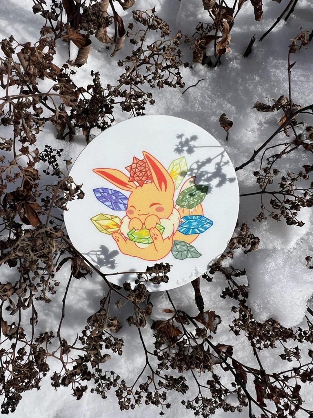 Happy Eevee Hugging Crystals for Evolution Pokemon Stickers - Etsy