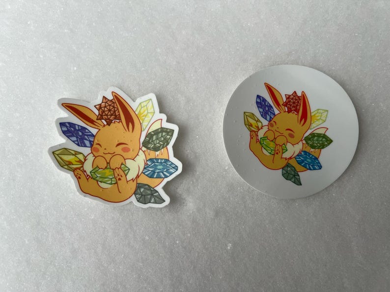 Happy Eevee Hugging Crystals for Evolution Pokemon Stickers - Etsy