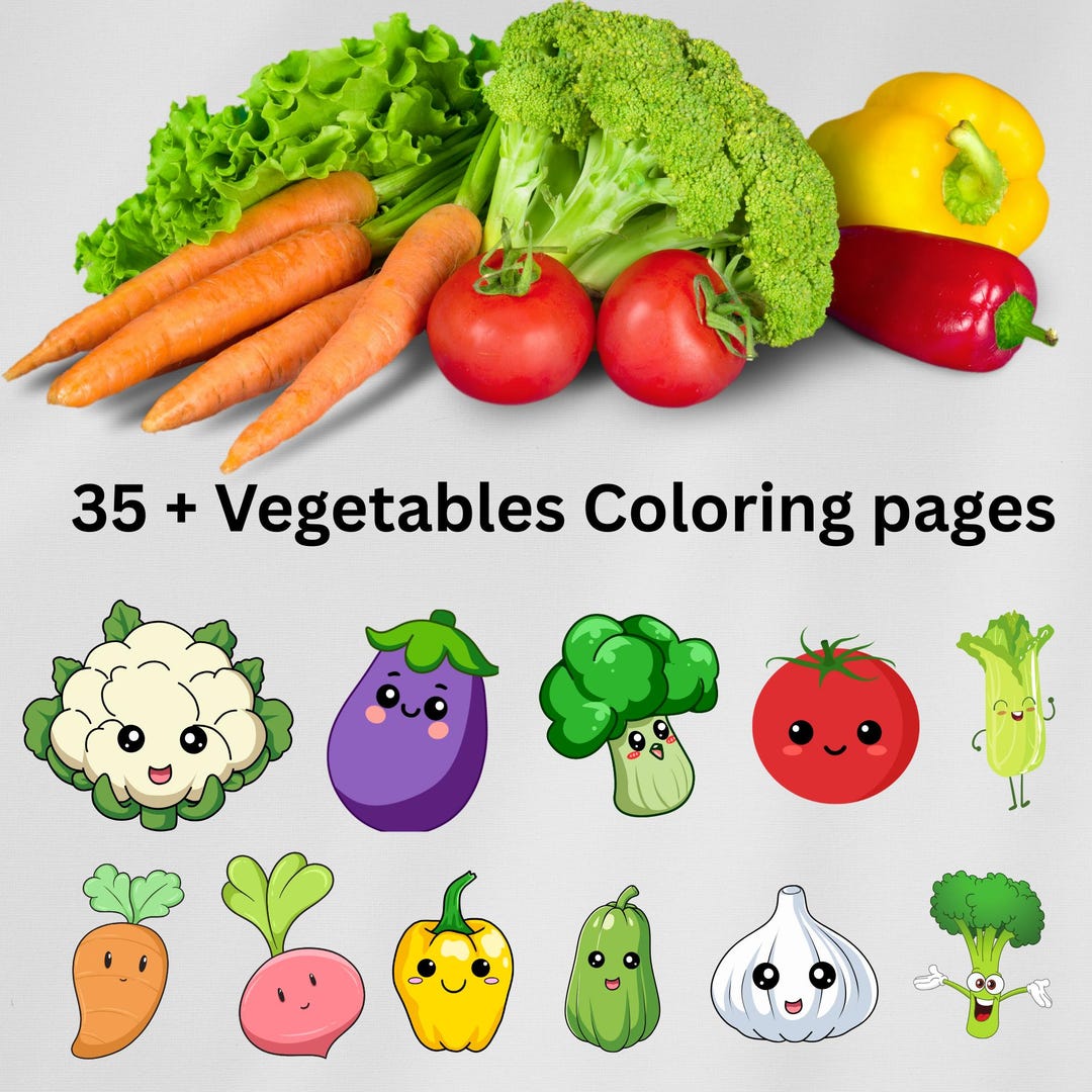 37 Vegetables Coloring Pages for Kids, Printable Toddlers Preschoolers ...