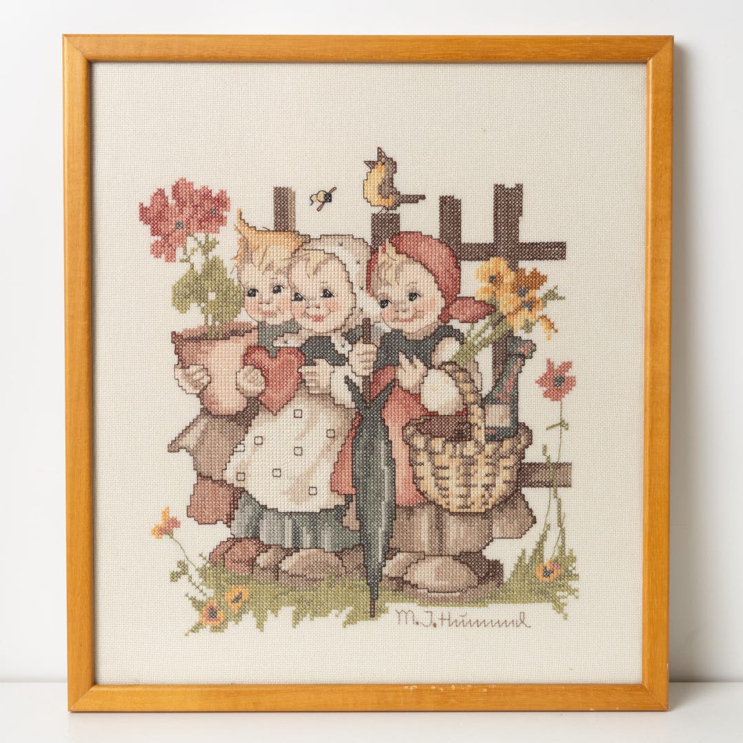 Hummel WEE THREE Completed Cross Stitch - Framed Hand Embroidery - Etsy