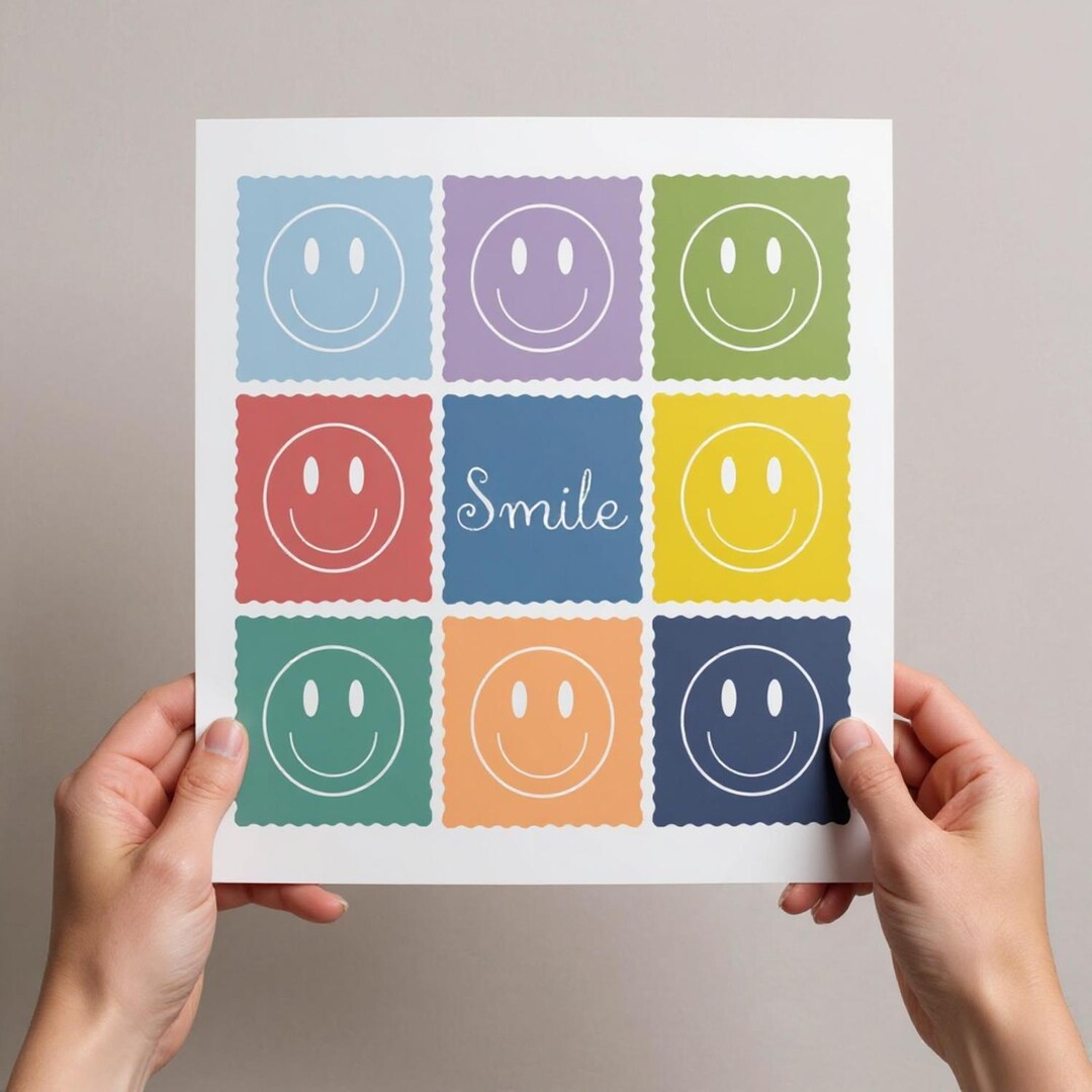 Smiley Face Art Print: Colorful Dopamine Decor, Joyful Home Design - Etsy