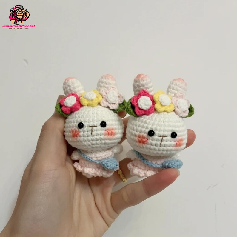 Flower Bunny Amigurumi Crochet Pattern | Keychain Crochet Pattern ...