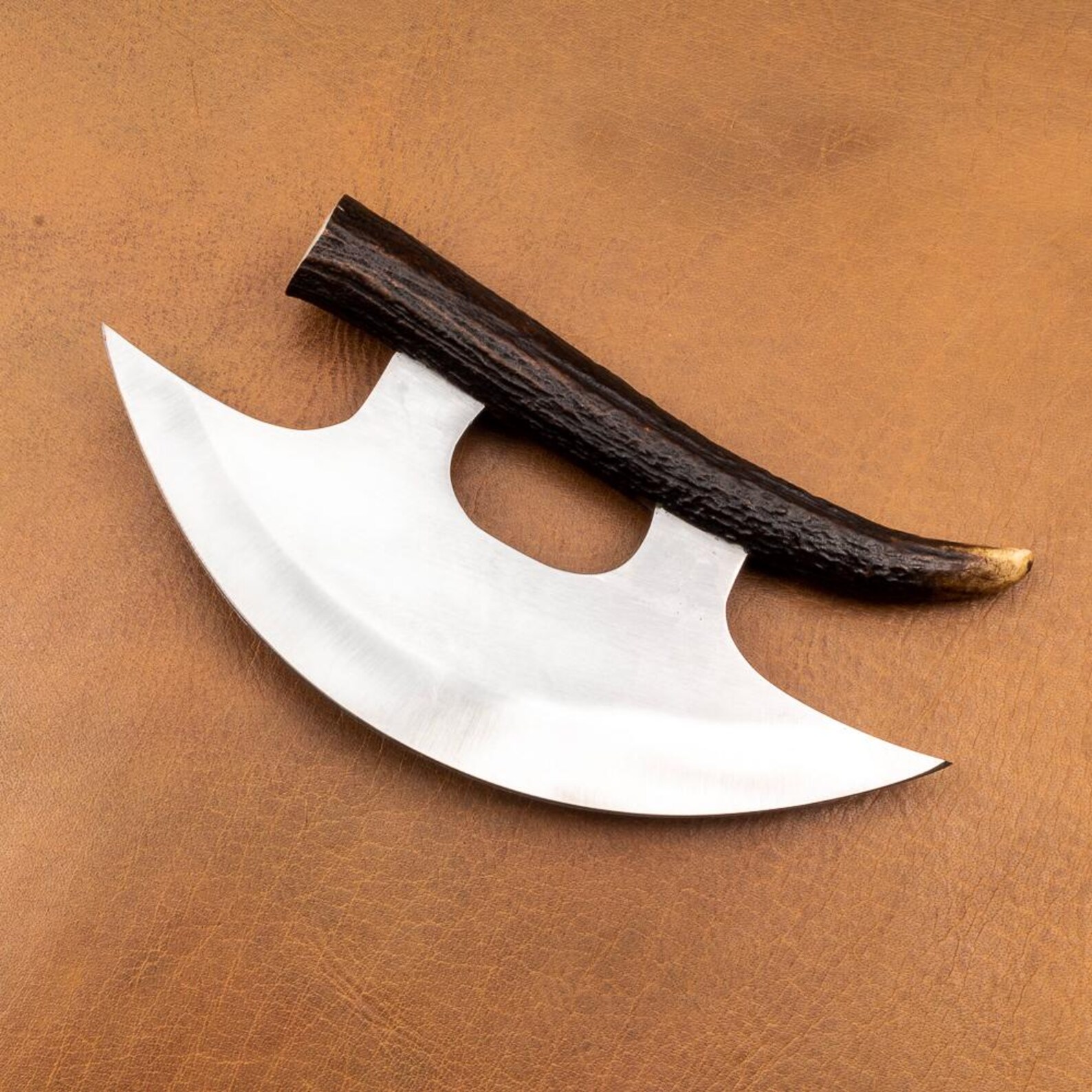 Custom Engraved Alaskan Ulu Knife Antler Handle Stainless/damascus ...