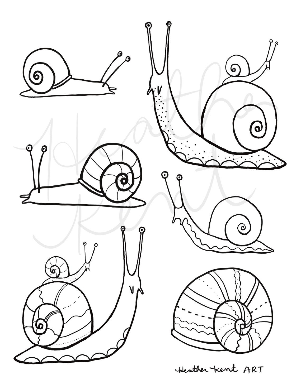 Snails Coloring Page, Snail Love Coloring Sheet, Print Your Own - Etsy