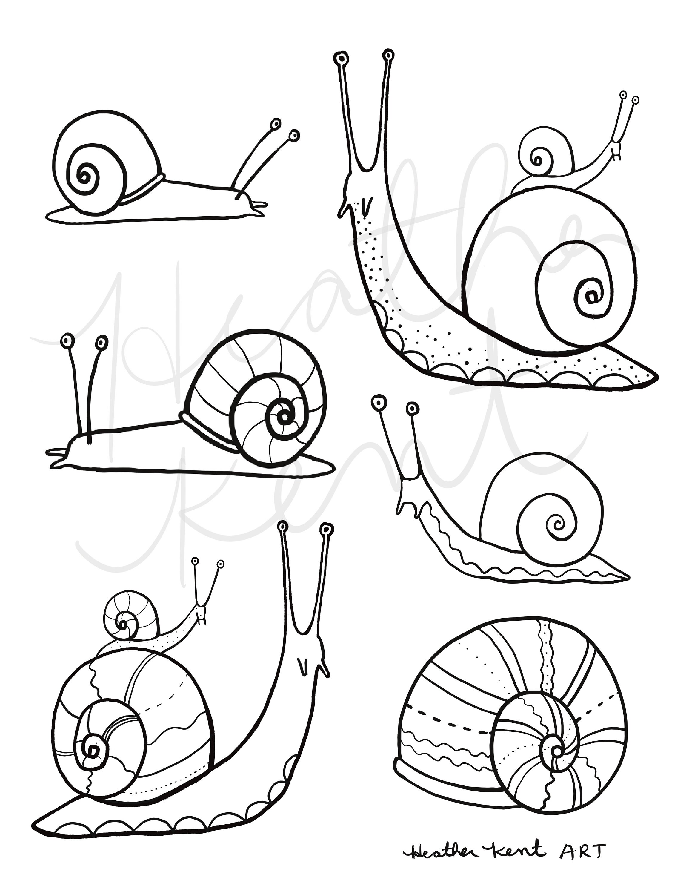 Snails Coloring Page, Snail Love Coloring Sheet, Print Your Own - Etsy