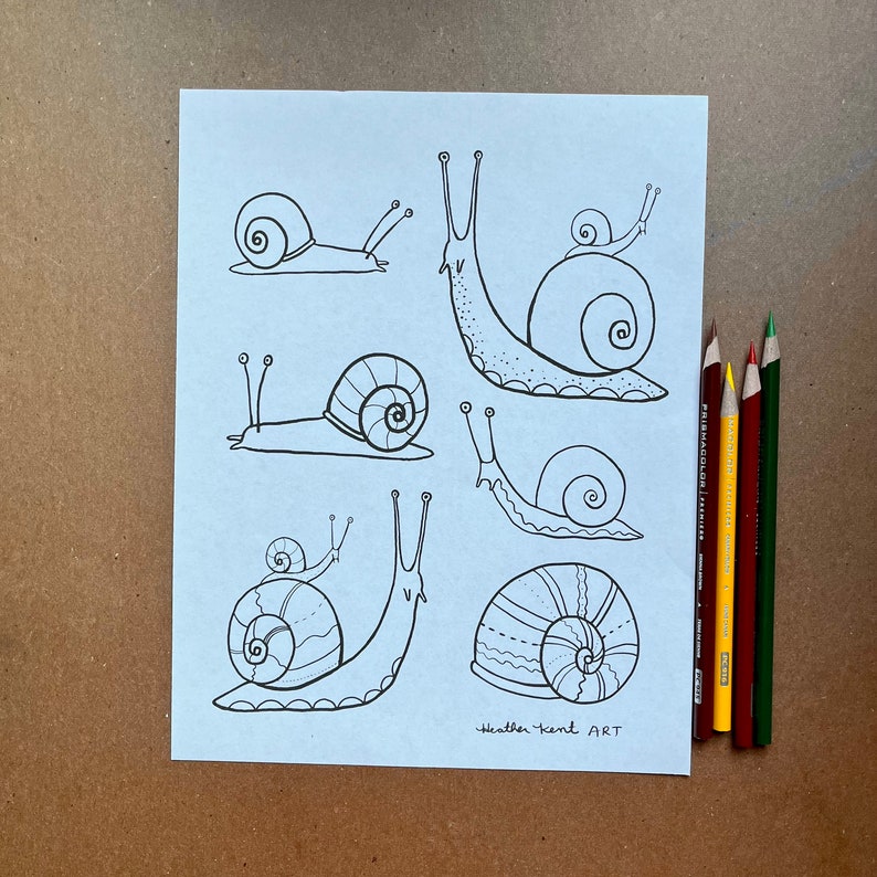 Snails Coloring Page, Snail Love Coloring Sheet, Print Your Own - Etsy