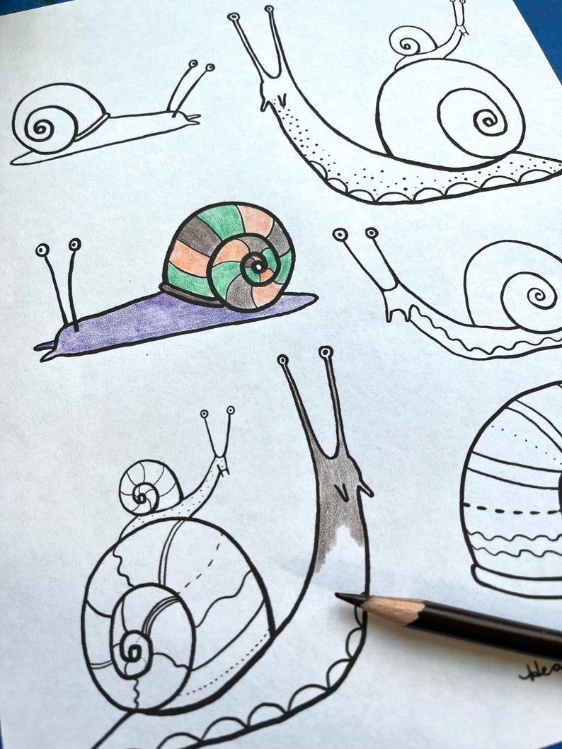 Snails Coloring Page, Snail Love Coloring Sheet, Print Your Own - Etsy