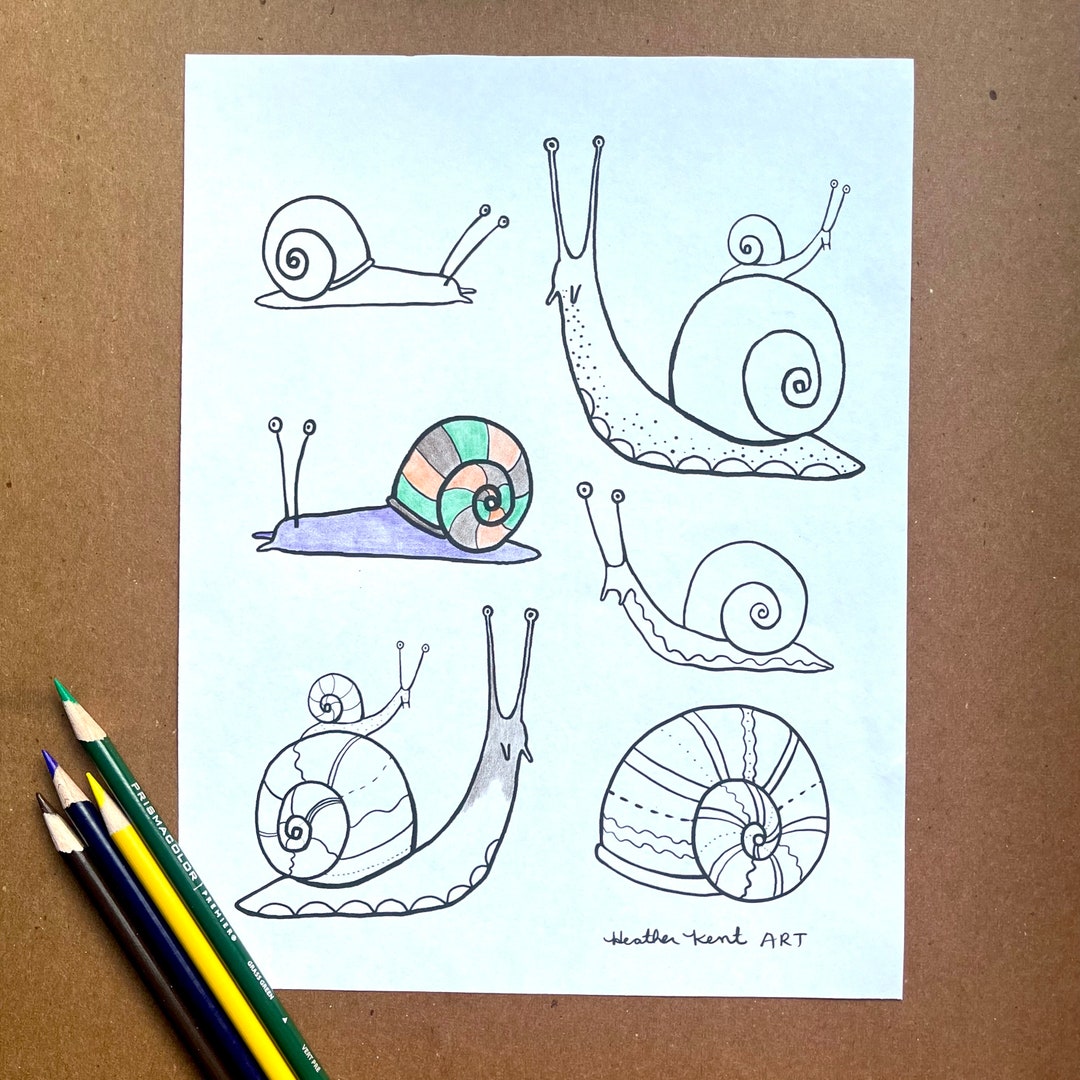 Snails Coloring Page, Snail Love Coloring Sheet, Print Your Own - Etsy