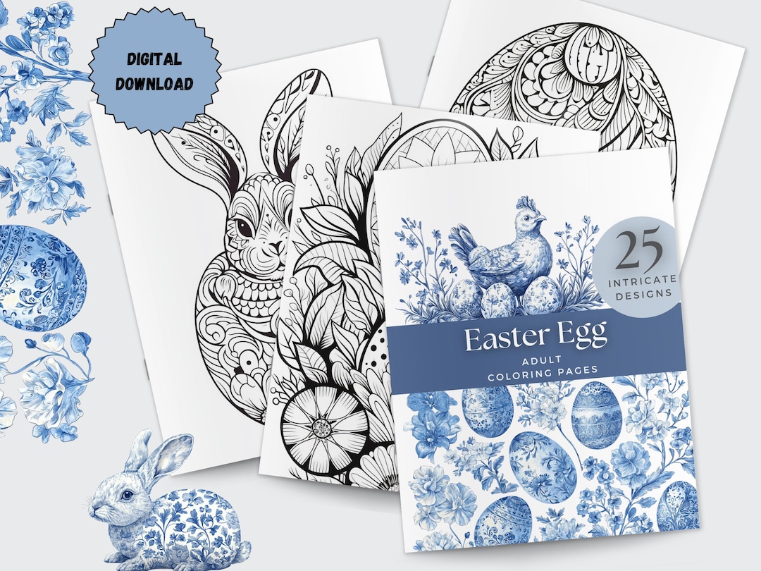 Easter Coloring Book, Easter Coloring Pages for Adults, Adult Coloring ...