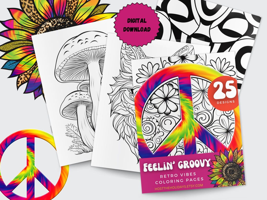 Groovy Coloring Pages, Retro Coloring Pages, 70s Retro, Feelin' Groovy ...
