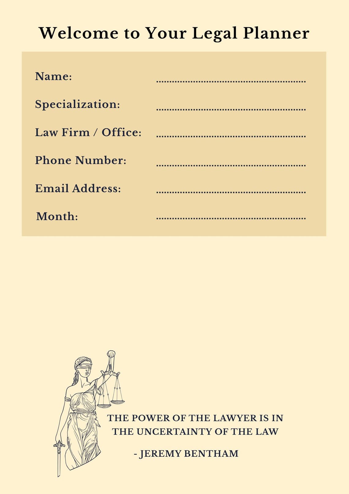Printable Lawyer Planner PDF – Legal Case Organizer, Monthly & Weekly ...