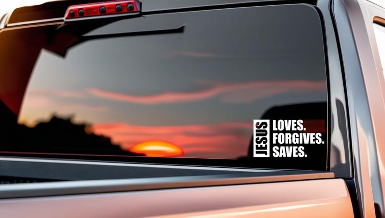 Vinyl Car Decal | Jesus Loves, Forgives, Saves | Christian Window ...