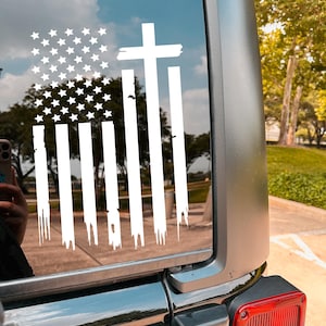 Vinyl Car / Truck / SUV Decal | American Flag With Cross | Christian ...