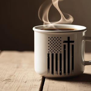 Vinyl Car / Truck / SUV Decal | American Flag With Cross | Christian ...
