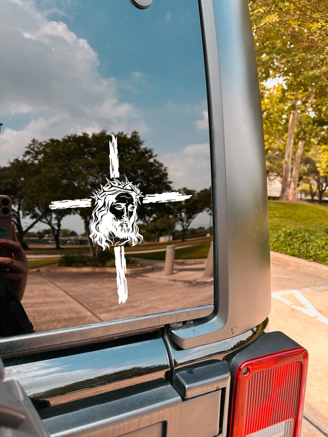 Vinyl Car Decal | Jesus Face With Cross | Christian Bumper Sticker ...