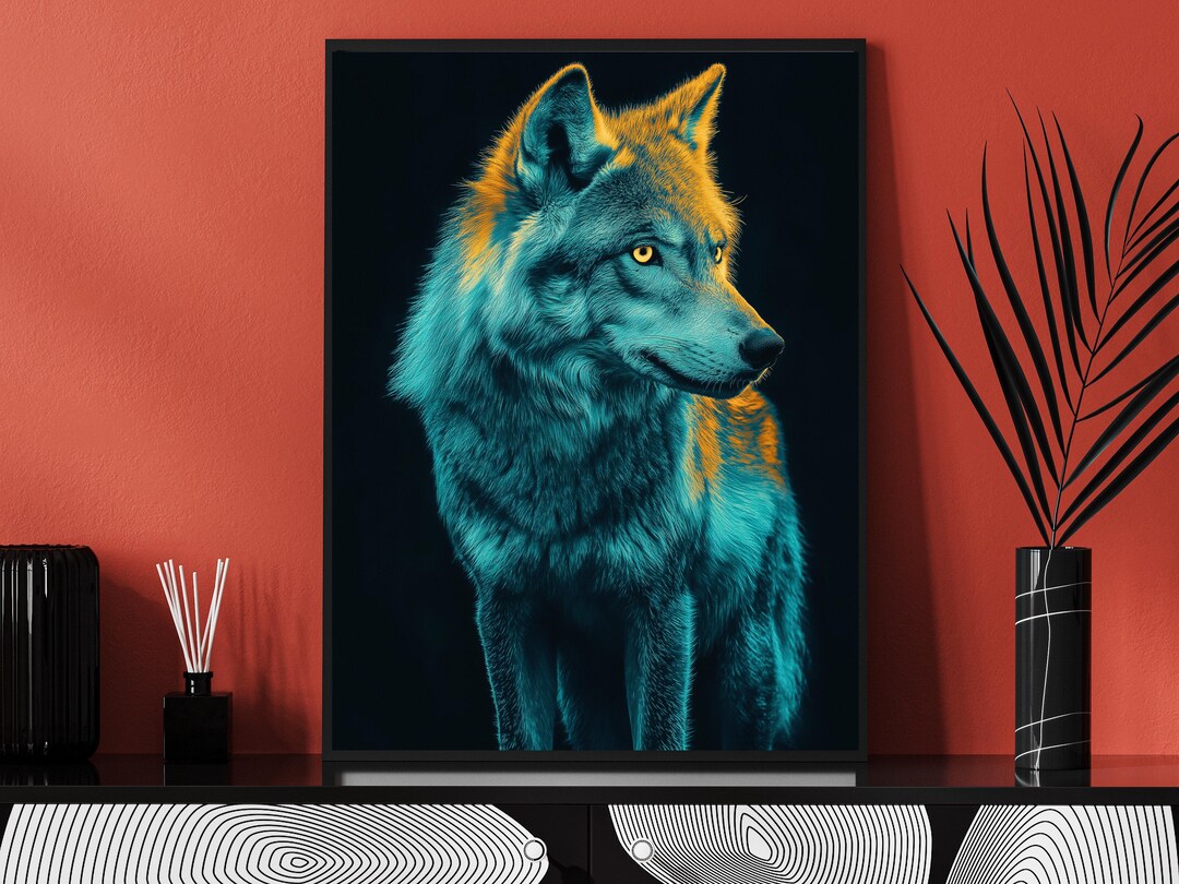 Powerful Wolf With Icy Furry Coat Art Print, Modern Art, Animal Art ...
