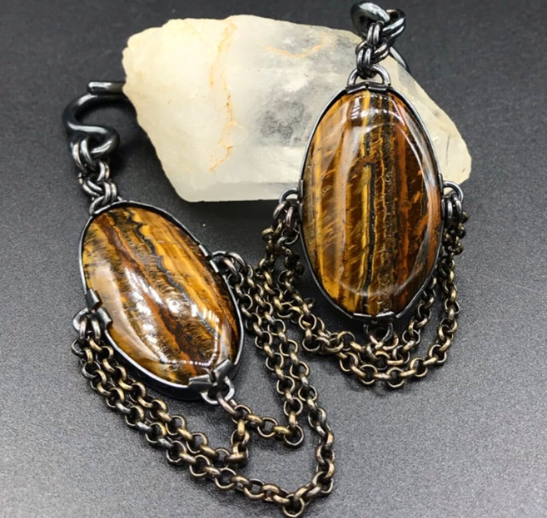 Tigers Eye Ear Hangers - Etsy