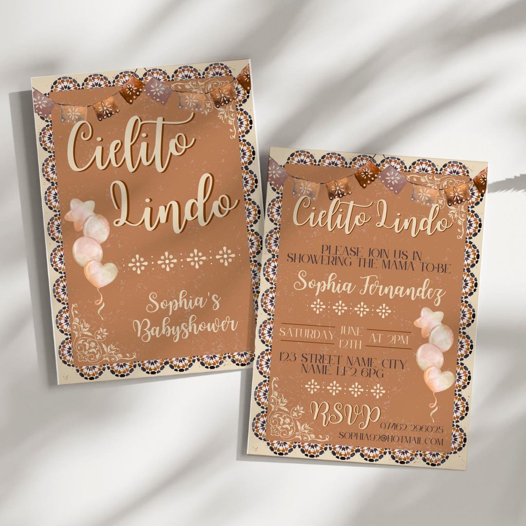 Cielito Lindo Boho Babyshower Invite Template, Babyshower Neutral ...