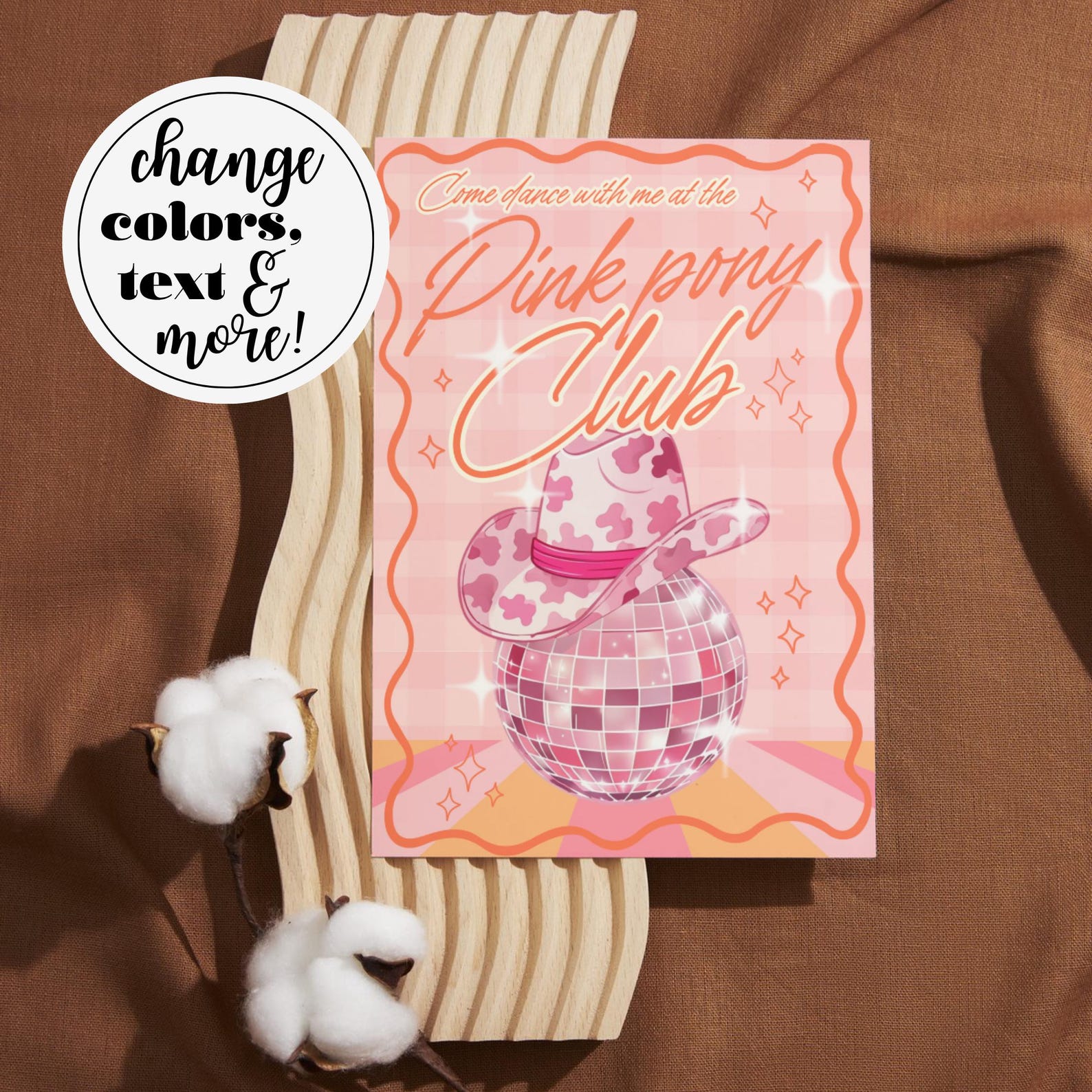 Pink Pony Club Invitation Canva Free Template, Coastal Cowgirl Cowgirl ...