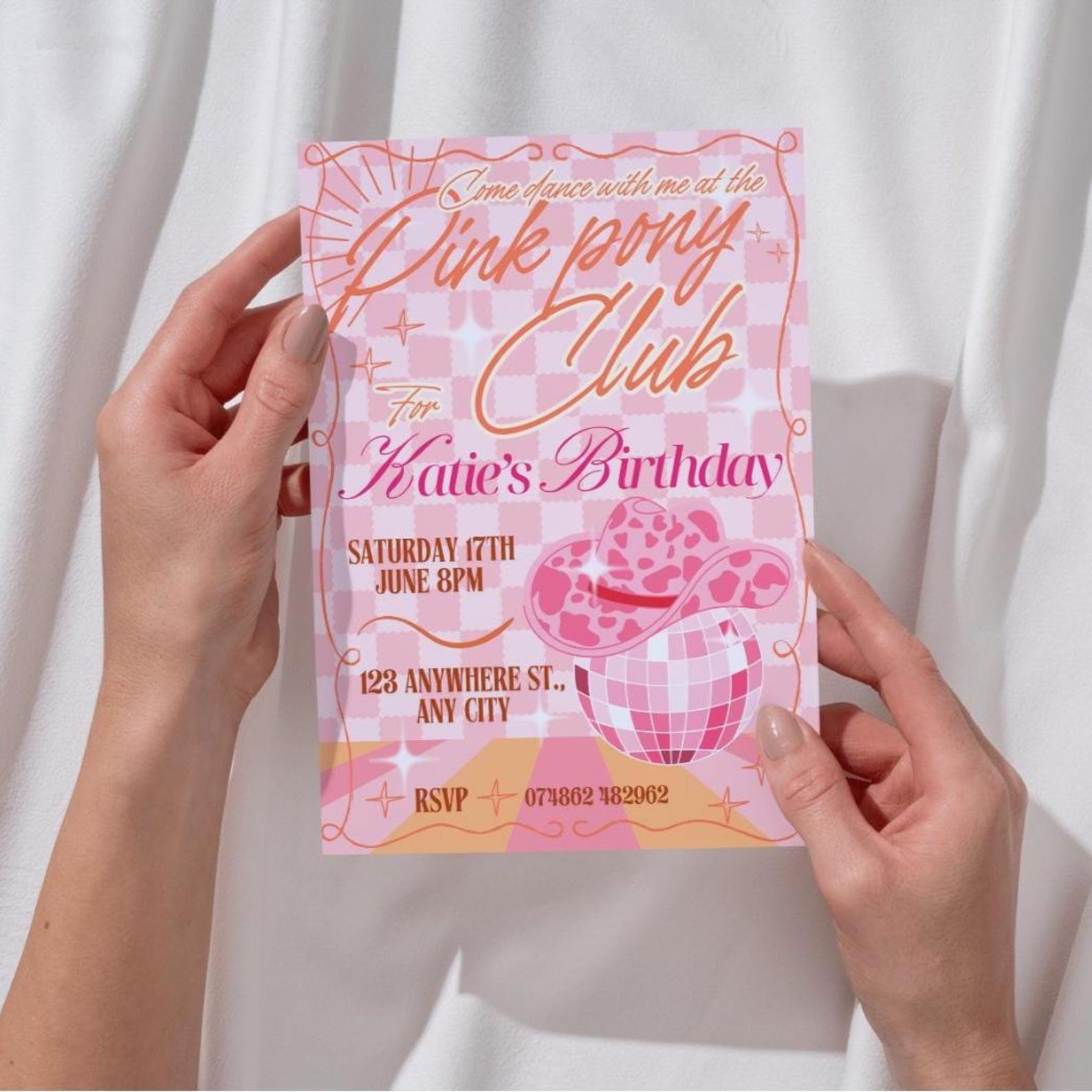 Pink Pony Club Invitation Canva Template, Coastal Cowgirl, Cowgirl Boot ...