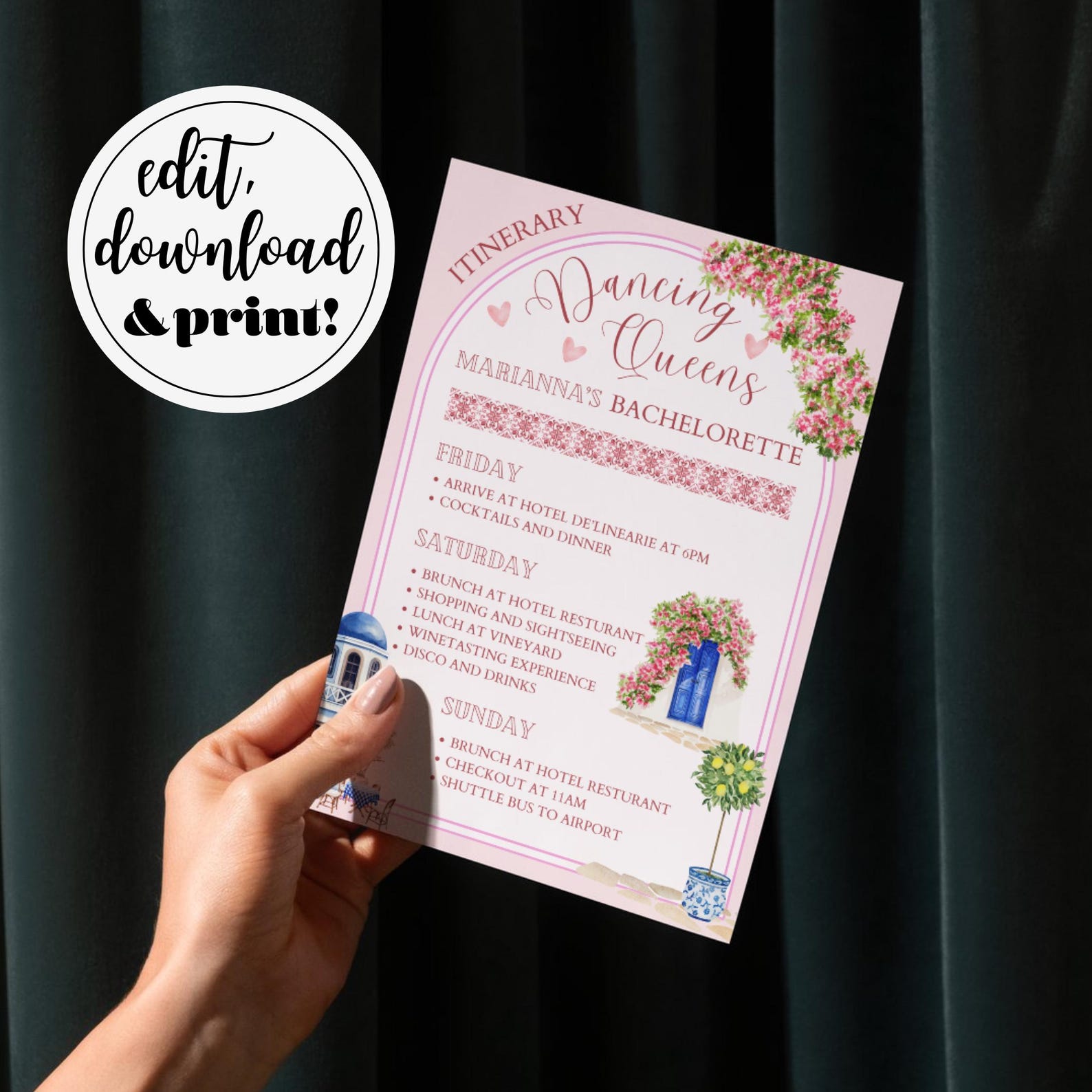 Mamma Mia Party Invitation & Itinerary Canva Template, ABBA Party ...