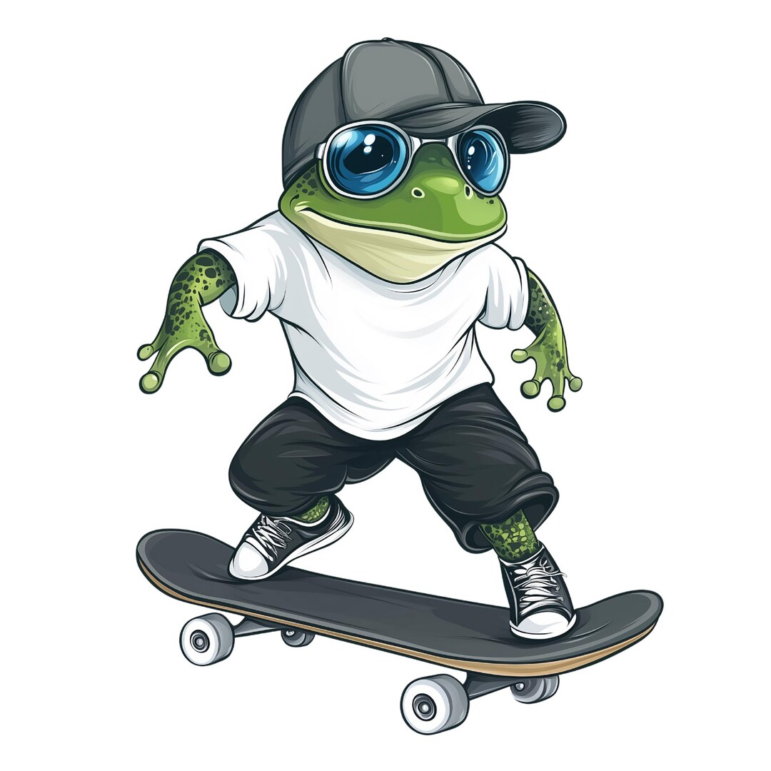 Frog Riding a Skateboard PNG, Delightful Frog Png, Skating Frog PNG ...