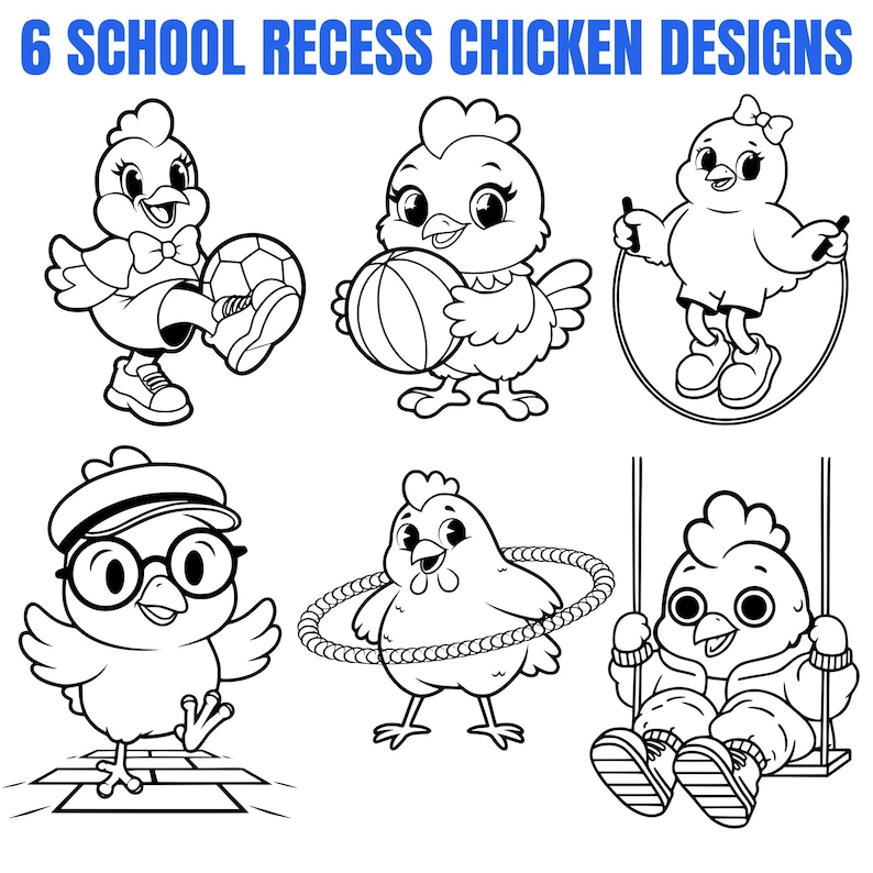 Recess Chicken SVG Bundle, 6 Playground Chicken Designs, School Recess ...