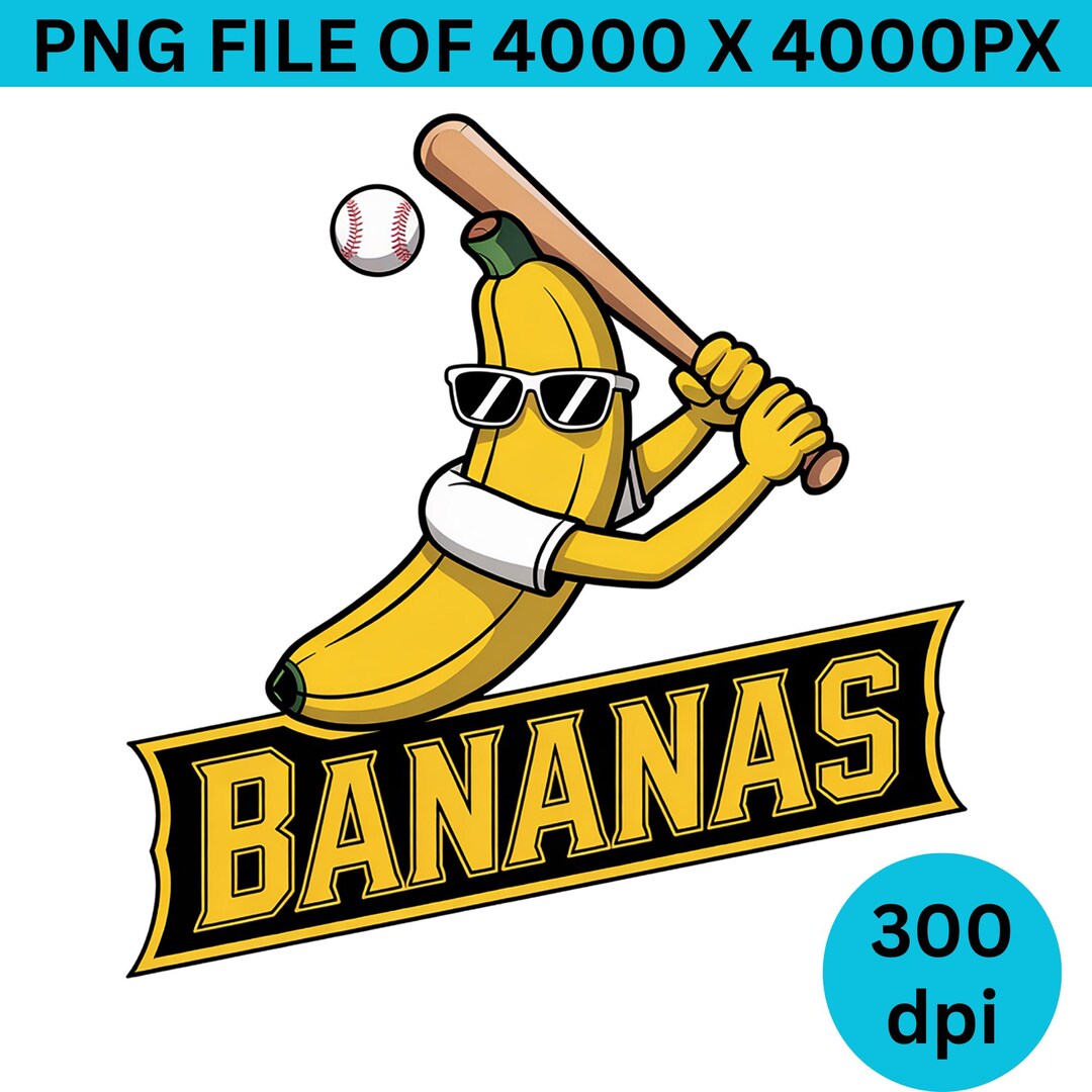 Let’s Go Bananas PNG, Funny Banana Baseball Clipart, Summer Sports ...