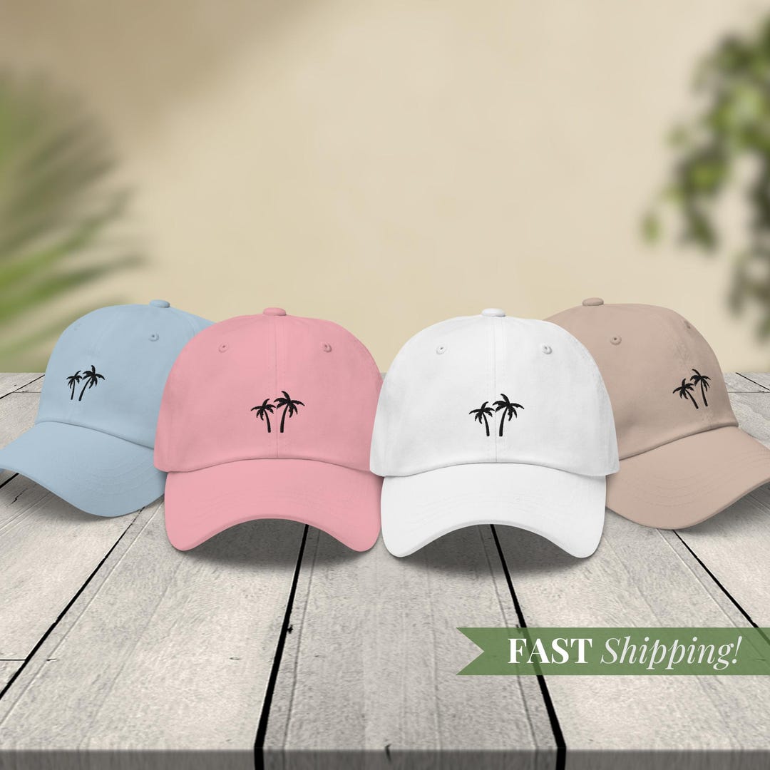 Embroidered Palm Tree Hat Simplistic Vacation Cap Beach Design Hat Palm ...
