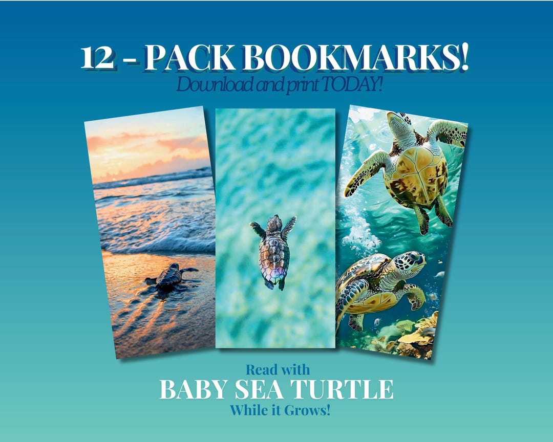 Sea Turtle Bookmark Printable Download Reading Accessory Bookmark Sea ...