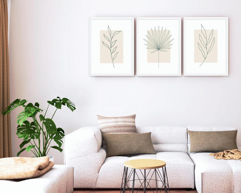 Minimalist Botanical Plant Art for Office Simple Neutral Boho Home ...
