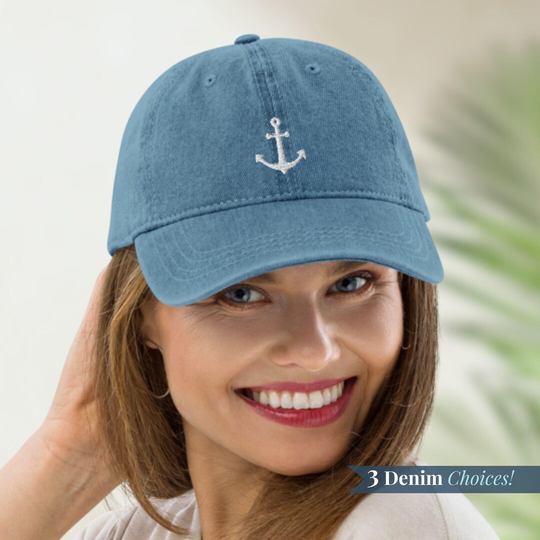 Minimalist Denim Boat Hat Anchor Theme Lake Cap Coastal Beach Hat Denim ...
