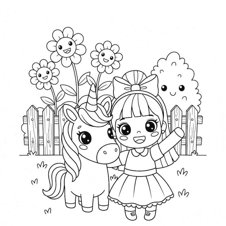 Kawaii Unicorn Coloring Book | 40 Printable Pages, Bold Line Art ...